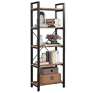 IRONCK Industrial Bookcase, 5-Tier Bookshelf for Living Room, Bedroom, Farm House, Kitchen, Office Decor and Storage