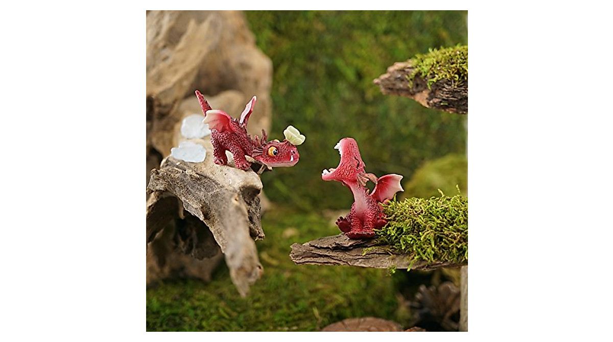 Mini Red Dragon Roaring Figurine - Enchant Fairy Gardens & More