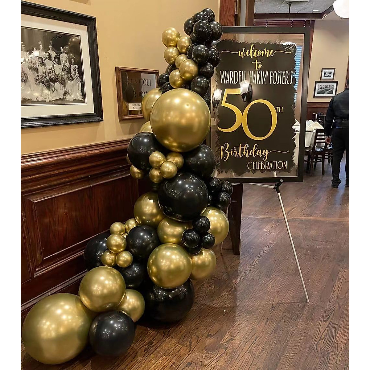 Black and Gold Balloon Garland Arch Kit, 158 Pcs 18" 10" 5" Latex Balloon Set for Baby Bridal Shower Birthday Wedding Bachelorette Party Decorations Supplies