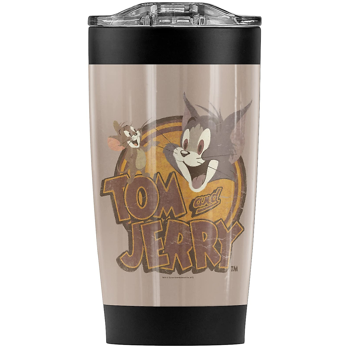 Logovision Tom and Jerry Water Damaged Stainless Steel Tumbler 20 oz Coffee Travel Mug/Cup, Vacuum Insulated & Double Wall with Leakproof Sliding Lid | Great for Hot Drinks and Cold Beverages