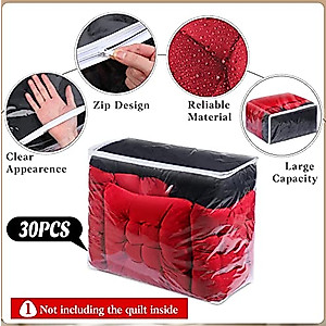 30 Pieces 24 x 20 x 11 Inch Jumbo Clear Vinyl Zippered Storage Bags Bulk Extra Large Plastic Storage Bags with Zipper for Sweaters Blankets Comforters Bedding Sets Clothes Pillows Closet Linen