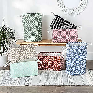 DII Laundry Storage Collection, PE Coated Collapsible Bin with Handles, Cinnamon Lattice, Extra-Large Set, 12.5x17.5x10.5"