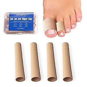 MQUPIN Toe Tubes Sleeves Cuttable Gel Toe Caps Finger Cap Toe Covers Sleeves Gel Corn Pad Protectors for Cushions Corns, Blisters, Calluses（L）