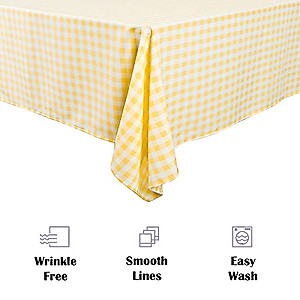 Buffelo Check Table Cloth Check Tablecloth Linen Buffalo Check Tablecloth Rustic Tablecloth (54*54", Yellow and White)