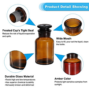 PATIKIL Reagent Media Bottle, 30/60/125ml Glass Wide Mouth Reagent Media Storage Bottle with Glass Ground Stopper for Lab Water Reagent Liquids, Chemistry, Science, Vase, Perfume, Amber