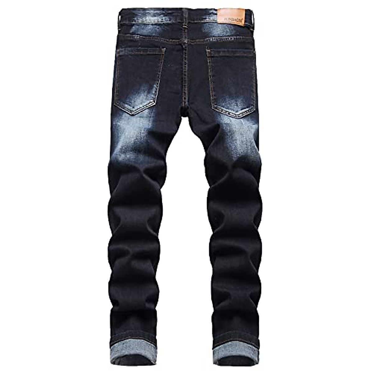 JUNBAOSS Men's Ripped Distressed Destroyed Straight Fit Washed Denim Jeans Mens Ripped Jeans Skinny Jeans for Men Slim Fit Distressed Black Ripped Jeans for Men