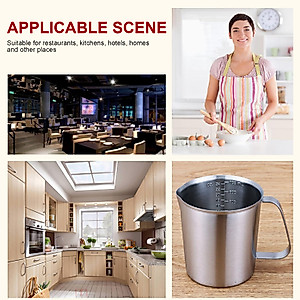 Heyiarbeit Measuring Cup with Handle 24 Ounce 304 Stainless Steel Graduated Beaker 700ml Measuring Beaker for Lab Kitchen Restaurants Bars 1Pcs