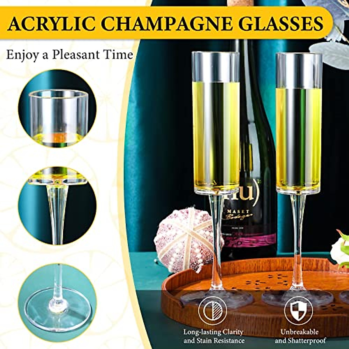 Champagne Flutes Goblets Plastic Acrylic Wine Toasting Goblets Crystal Disposable Cocktail Cups Drinkware Reusable For Christmas Party Wedding Birthday Anniversary(Clear,12 Pieces)