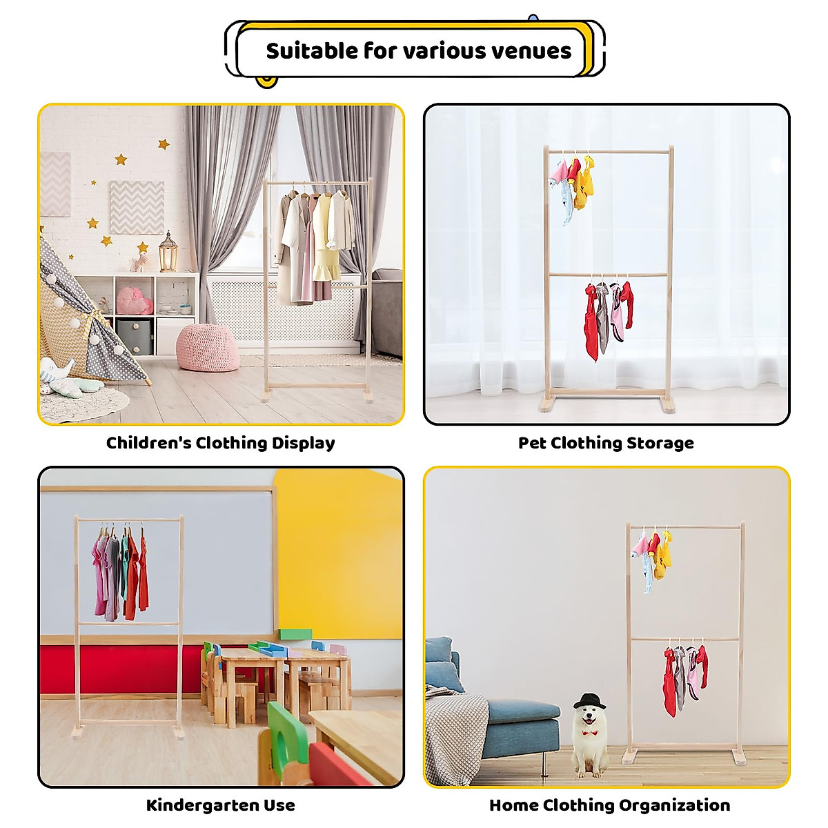 GDNTMU Dog Closet Garment Rack, Small Clothes Rack, Wood Pet Clothing Display Stand, Dog Garment Rack, Children's Clothes Organizer