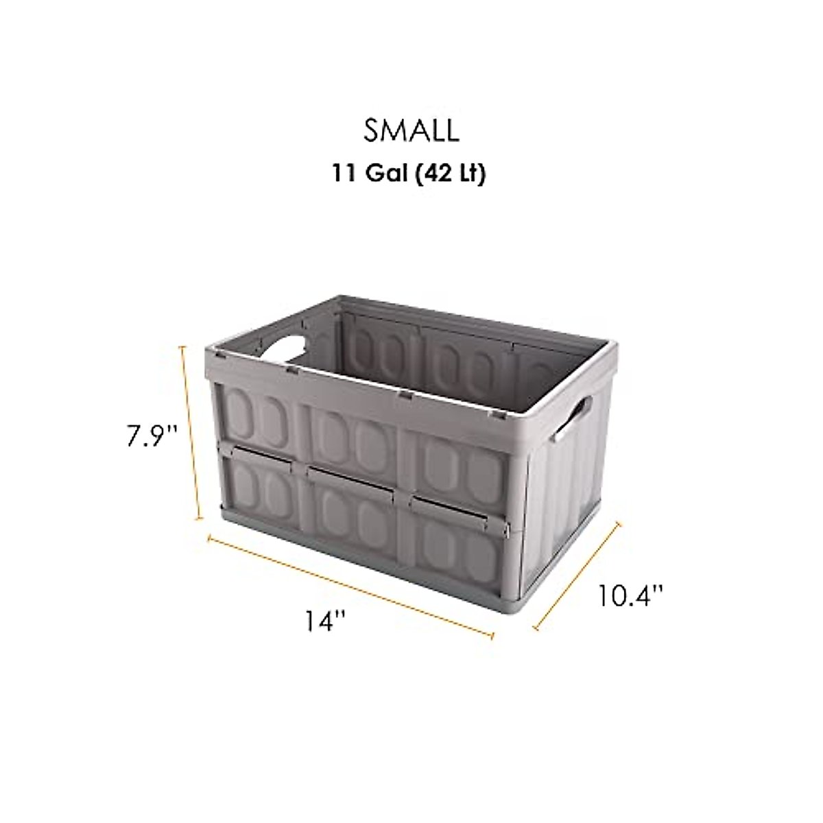 Collapsible and Foldable Plastic Storage Bins Containers. Stackable Organizer Storage Box and Utility Crates for your Home and Vehicle (S, w/ Lid)
