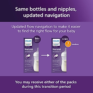 Philips AVENT Natural Baby Bottle with Natural Response Nipple, Clear, 9oz, 4pk, SCY903/04