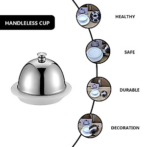 DOITOOL Ceramic Baking Bowls with Stainless Steel Lid Dish Ramekins Fruit Bowl Glass Cover Cake Stand Desert Platter Cheese Cloche Dome for Desserts Fruits Snack Candy