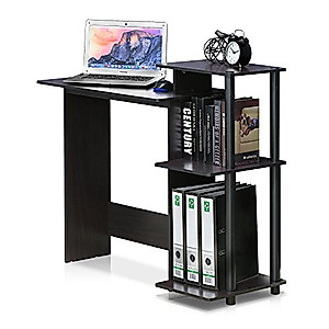 Furinno Efficient Home Laptop Notebook Computer Desk with Square Shelves, Dark Walnut