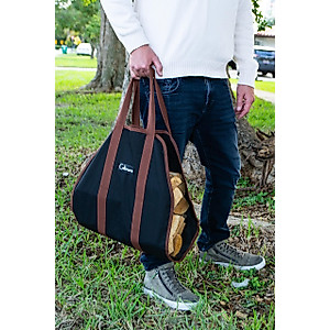 Firewood Carrier Heavy Duty Firewood Holder Utility Tote Log Holder Premium Firewood Tote Fireplace Accessories Wood Basket for Fire Logs Canvas Firewood Carrier Log