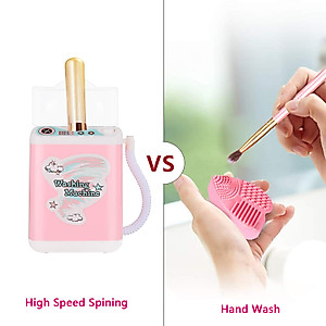 DOTSOG Mini Electric Makeup Brush Cleaner Makeup Sponge Washing Machine Dollhouse Toy Cosmetic Brush Powder Puff Washer Beauty Cleaning Makeup Tool