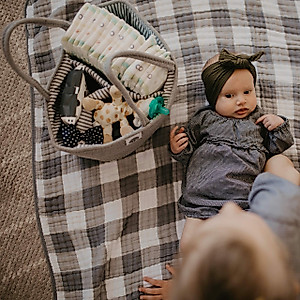 Parker Baby Rope Diaper Caddy Organizer - Nursery Storage Bin and Car Organizer for Diapers and Baby Wipes - Diaper Organizer for Baby Essentials, Baby Shower Gifts - Gray