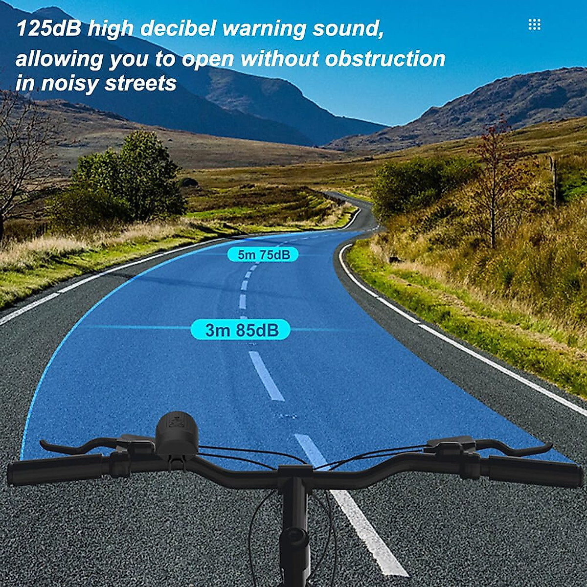 Electric Bike Bell, USB Rechargeable Battery 125db Anti-Theft Alarm Loud Electric Bike Horn for Adults Waterproof Bicycle Horn for MTB/BMX/Scooter/Road Cycling