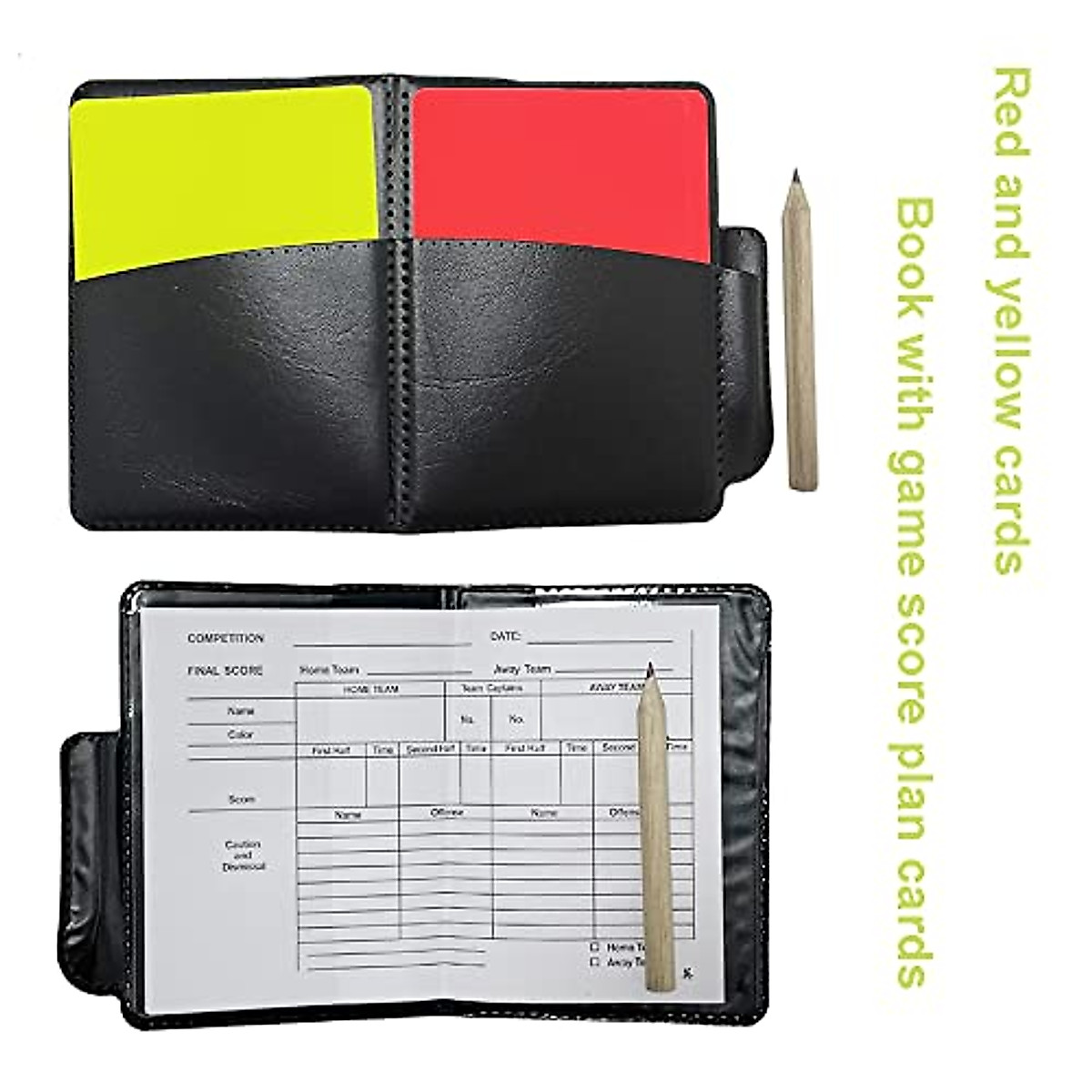 CORECISE Soccer Referee Kit,Soccer Referee Wallet Notebook with Red Card Yellow Card and Metal Referee Coach Whistle for Football Soccer,2 Pack