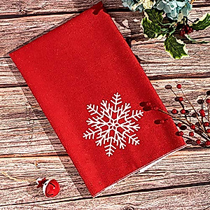 Whaline Red Christmas Kitchen Towel Set, 18" x 28" Santa Claus Snowflake Dishtowels Oversized Tea Dish Towels for Holiday, Home Decor, Gift-Christmas, 4 Pack