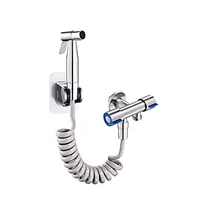 ZLOCYIVHE Toilet Bidet Sprayer kit Jet Spray for Toilet Portable Toilet Attachment Sprayer Bidet Sprayer kit for Toilet ABS 2m Hose Double Control Angle Valve for Sink,Brushed(Brushed)