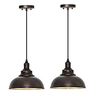 ALAISLYC 2 Pack Bronze Pendant Lights Kitchen Island Industrial Adjustable Hanging Barn Light Fixtures