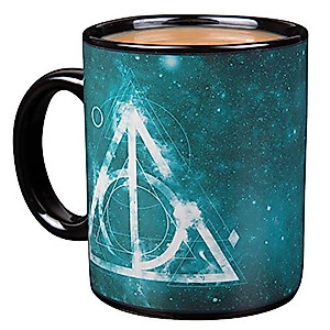 Harry Potter Deathly Hallows Heat Changing Coffee Mug - Symbol Image Reveals with Heat - Officially Licensed - Gift for Kids, Teens & Adults - Ceramic