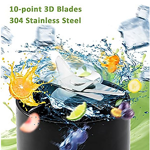 Portable Blender with Handle,32 Oz Portable Blender for Shakes and Smoothies,270 Watt Personal Blender with Rechargeable USB，10 Blades, Tritan BPA-free cup, Smoothie Blender for Home,Travel, Sports (Black)