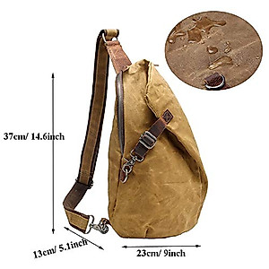 Waxed Sling Bag Crossbody Canvas Bag Waterproof Travel Chest Bags Single Shoulder Bag (Dark Grey)