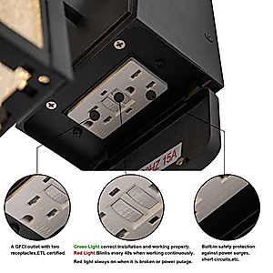 c cattleya Porch Light with Outlet Plug, Outdoor Light with Outlet Built in Exterior Light Fixture Outdoor Wall Sconce with GFCI Outlet Aluminum Lantern Patio Garage Light with Seeded Glass