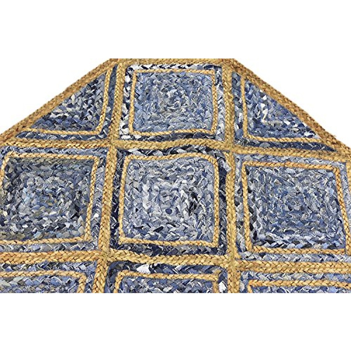 Unique Loom Braided Jute Collection Classic Quality Made Natural Hand Woven with Geometric Design Area Rug (9' 0 x 12' 0 Rectangular, Blue/ Natural)