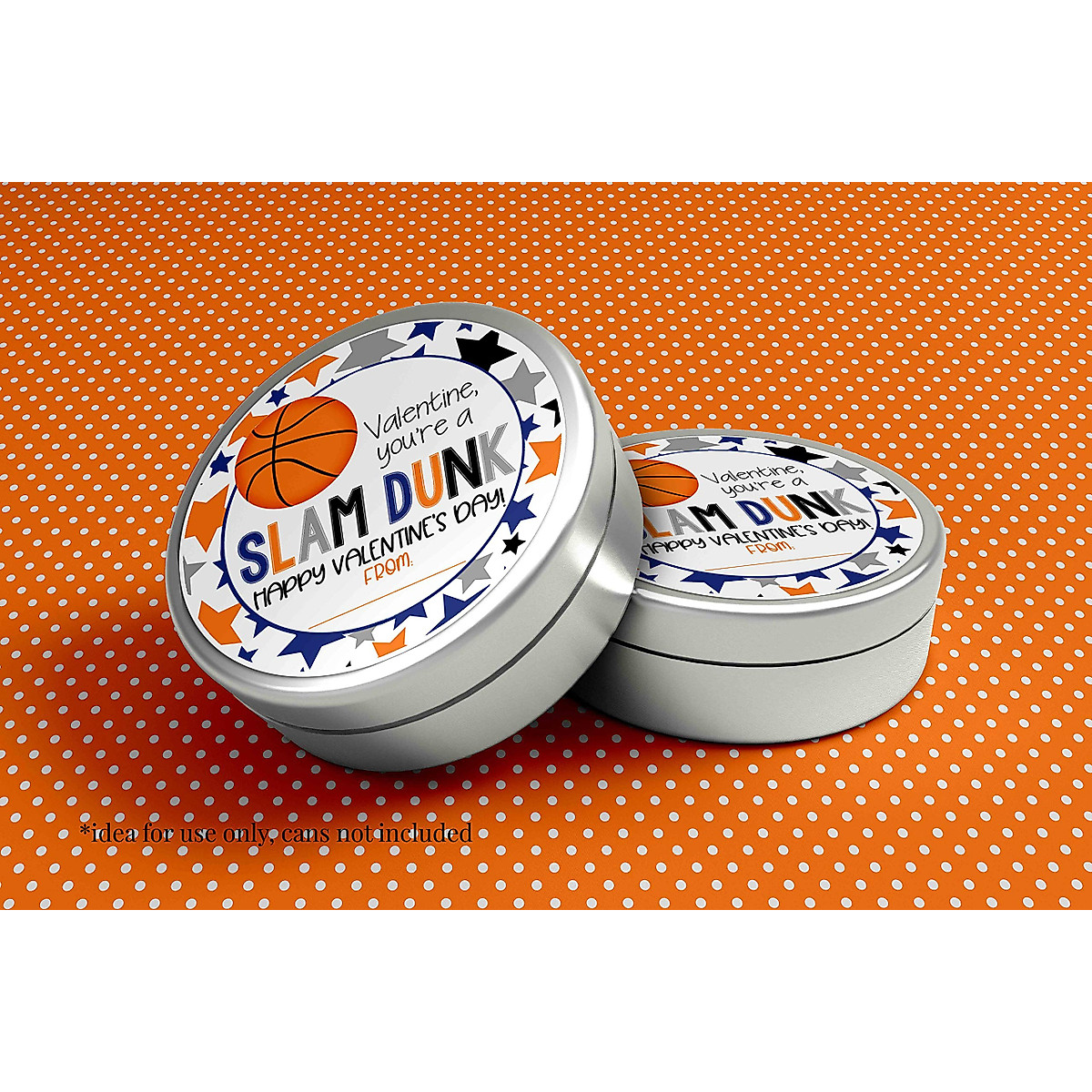 Slam Dunk Basketball Valentine Party Favor Sticker Labels for Boys, 40 2" Party Circle Stickers by AmandaCreation, Great for Classroom Valentines, Envelope Seals, Gifts & Treats