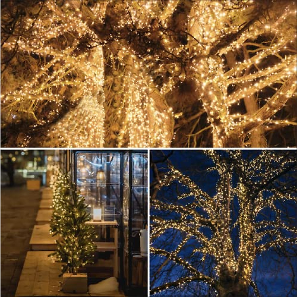 MWYYYJ 1120LED Cluster Christmas Lights Indoor String Lights Warm White 8 Modes Waterproof Christmas Tree Fairy Lights Patio Garden Party Wedding Holiday Decoration UL Certified