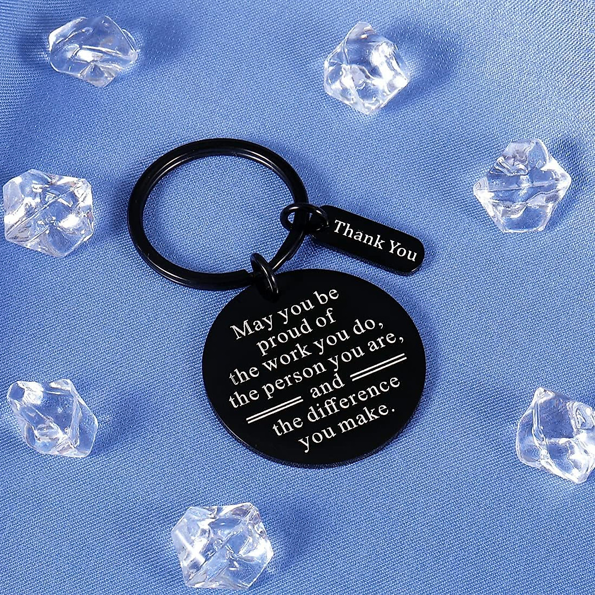 Lucullan Lepole Keychain - Thank You Gifts for Coworkers & Employees - Valentine & Farewell Gifts for Women & Men - Engraved Stainless Steel Keychain with Sentimental Quotes - Black