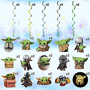 Cute Hanging Swirls Decor 30 Pack Alien Outer Space Party Supplies for Kids Girls Boys Birthday Party Decorations Ceiling Whirl Streamer Hanging Cutouts