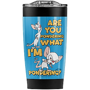 Logovision Pinky and the Brain Brain Pondering Stainless Steel Tumbler 20 oz Coffee Travel Mug/Cup, Vacuum Insulated & Double Wall with Leakproof Sliding Lid | Great for Hot Drinks and Cold Beverages