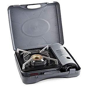 Chef Master 90011 Butane Countertop Stove ONLY, Portable Camping Stove 10,000 BTU Output Brass Burner, Piezo Ignition Portable Stove with High-Impact Carry Case for Emergency Use & Outdoor Cooking