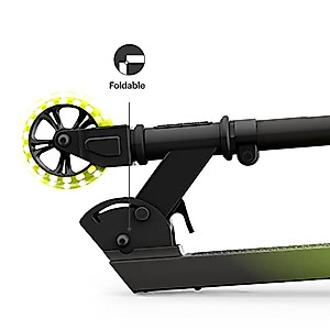 Jetson Scooters - Juno Kick Scooter (Electric Yellow) - Collapsible Portable Kids Push Scooter - Lightweight Folding Design with High Visibility RGB Light Up LEDs on Stem and Wheels