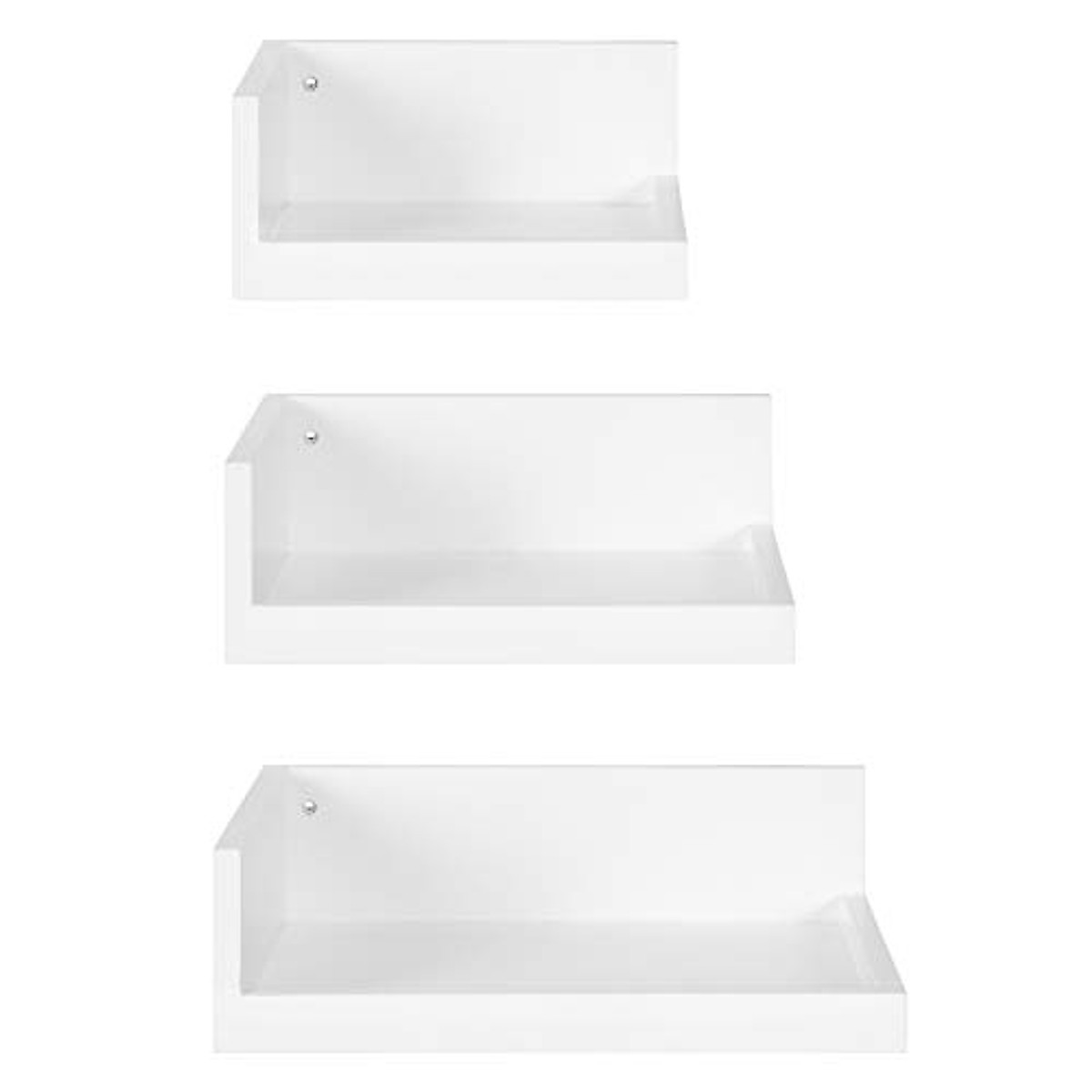 Kate and Laurel Levie Corner Shelves, Set of 3, White, Contemporary Floating Corner Wall Shelf in Multiple Sizes