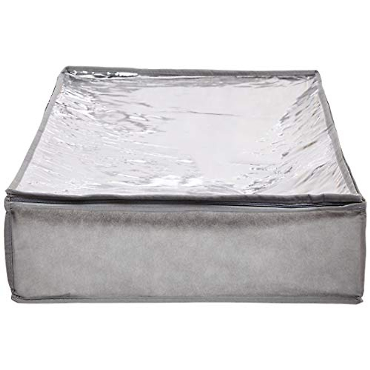 Amazon Basics Under Bed Fabric Storage Container Bags with Window and Handles - 2-Pack, 18 x 42 x 6 Inches, Gray