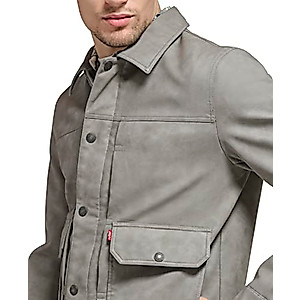 Levi's Men's Lightweight Trucker Shirt Jacket, Light Grey Faux Nubuck