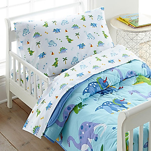 Wildkin Kids 100% Cotton Flannel Pillow Case for Boys & Girls, Soft & Breathable Fabric Kids PillowCase, Measures 20 x 30 Inches, Fits Standard Size Pillow (Dinosaur Land)