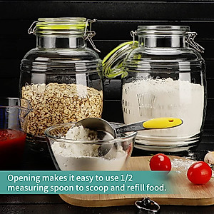 Qianfenie 98 oz Glass Jars with Lids - Glass Storage Jars, 3 Quarts Barrel Jars with Airtight Lids for Kitchen Canisters, 2 Pack