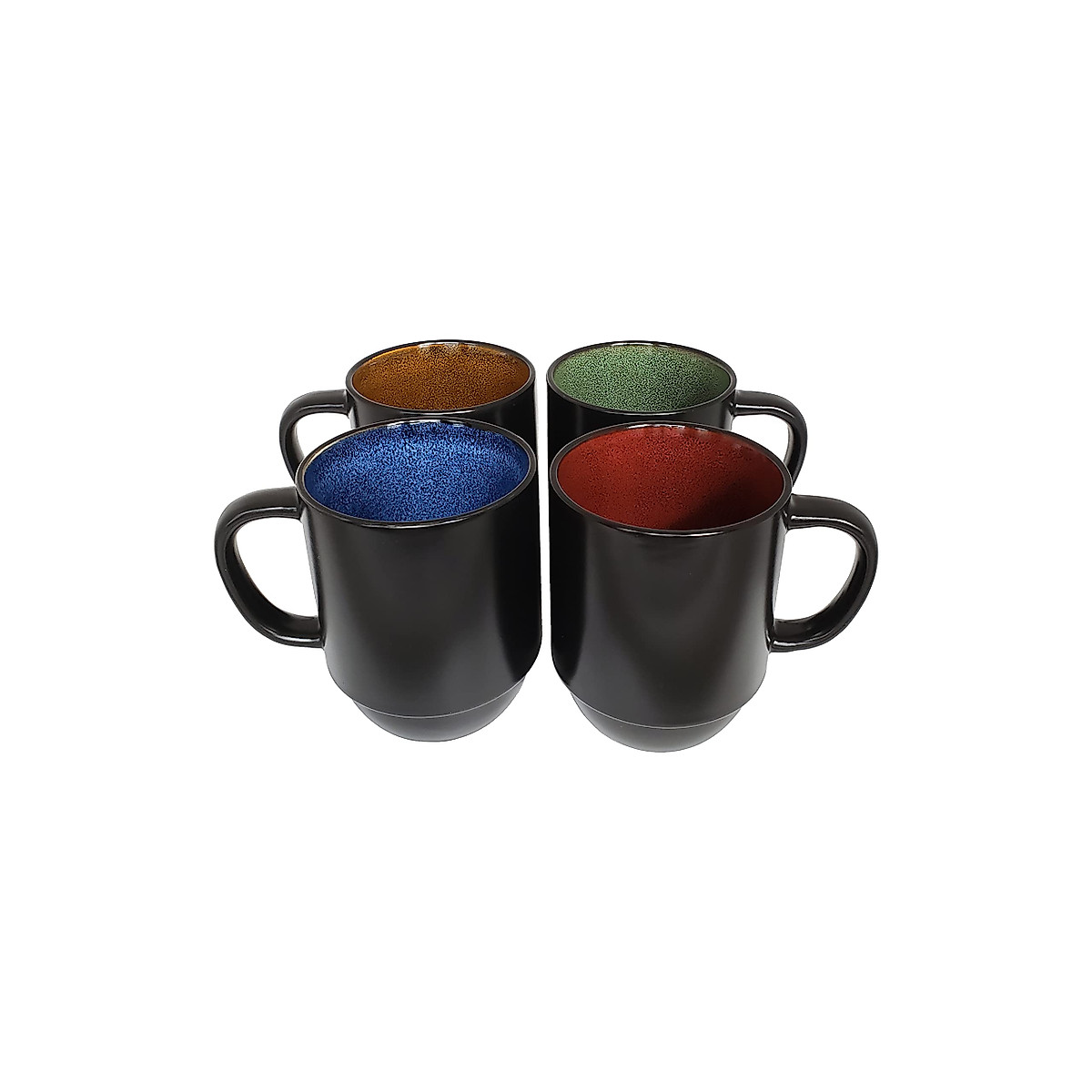 Stylish Stackable 14oz Ceramic Coffee Mugs - Set of 4