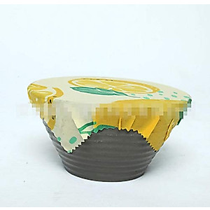 VOVOLO (Lemon Print 3 Size S/M/LReusable Beeswax Food Wraps Eco Friendly Wrappers Sustainable Plastic Free Food Storage Washable Bowl Covers Sandwich Wrappers