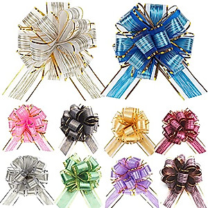 20 Pack Large 6 inches Pull Bows Gift Wrap Bows and Ribbon, 10 Colors Pull Flower Ribbon Bows, Pull Bow Ribbon for Gift Wrapping,Wedding Baskets Christmas Decor Party Birthday (Mixed Color) by GUIFIER