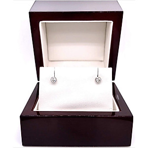 1/5 Carat Diamond Round Stud Earrings in 14k White Gold (I1-I2, cttw) Bezel Set Screw Back by Diamond Wish