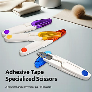 4PCS Compact 4 Inch U Shaped Portable Scissors with Protective Safety Cover for Yarn, Cross-Stitch, Thread, Sewing - Ideal for Craft, DIY, Stitch Trimming Snips.