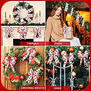 4 Rolls 24 Yard Christmas Green Red Dot Ribbons, 4 Sizes Glitter Wired Edge Ribbons Burlap Polka Dot Ribbon Wide Christmas Ribbon for DIY Craft Bows, 6 Yard Per Roll (White)