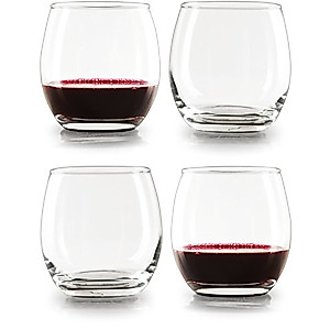 Circleware Downtown Stemless Wine Lead-Free Glass Cups for Bar, Water, Juice, Whiskey & Beverage Drinks, 4 Count (Pack of 1), Clear