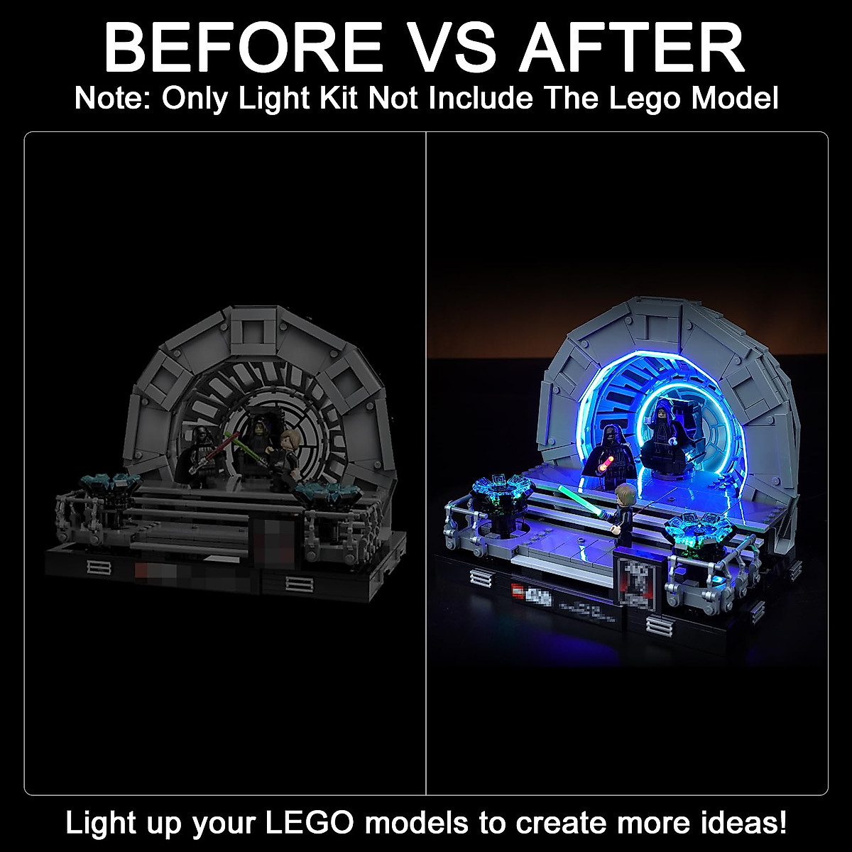 Upgraded Light Kit for Compatible with Lego Emperor's Throne Room Diorama Building Set, Lights Decoration Compatible with Lego 75352 (Model Not Included)